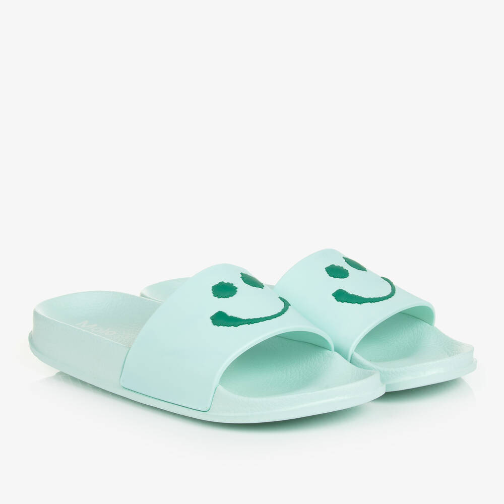 Molo - Teen Mint Green Smiling Face Sliders | Childrensalon
