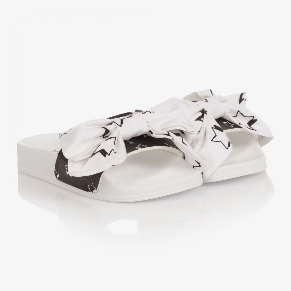 Monnalisa - Girls Black & White Sliders | Childrensalon
