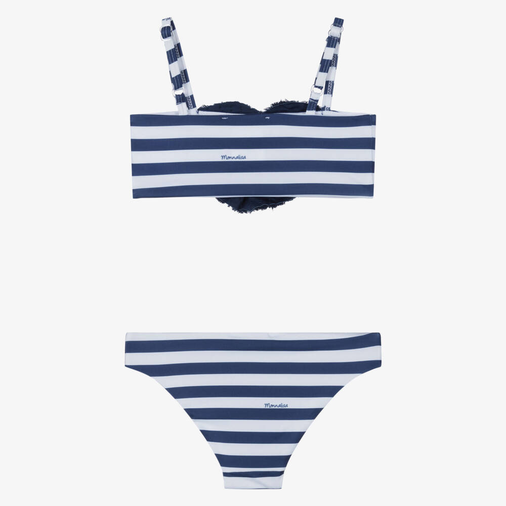 Monnalisa - Girls Navy Blue Striped Bikini | Childrensalon