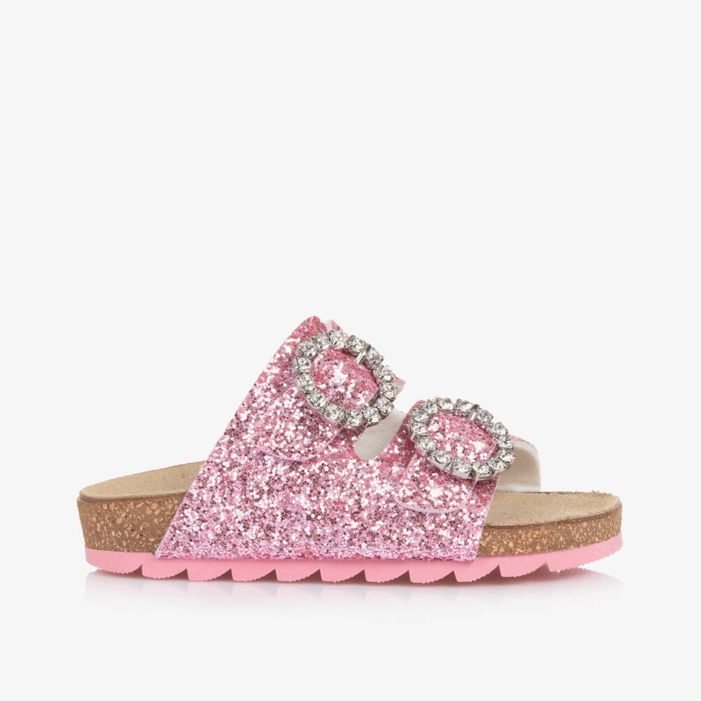 Monnalisa - Girls Pink Glitter Sandals | Childrensalon