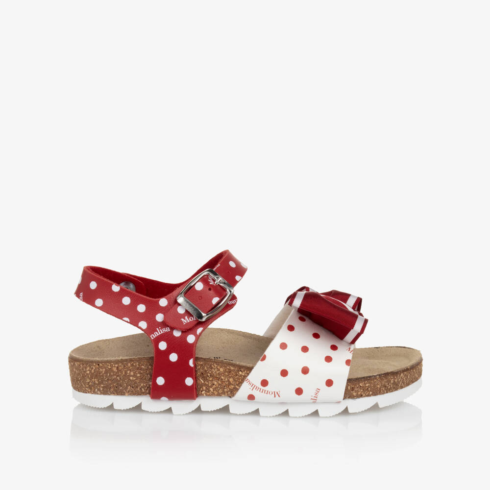Monnalisa - Girls Red Bow Sandals | Childrensalon