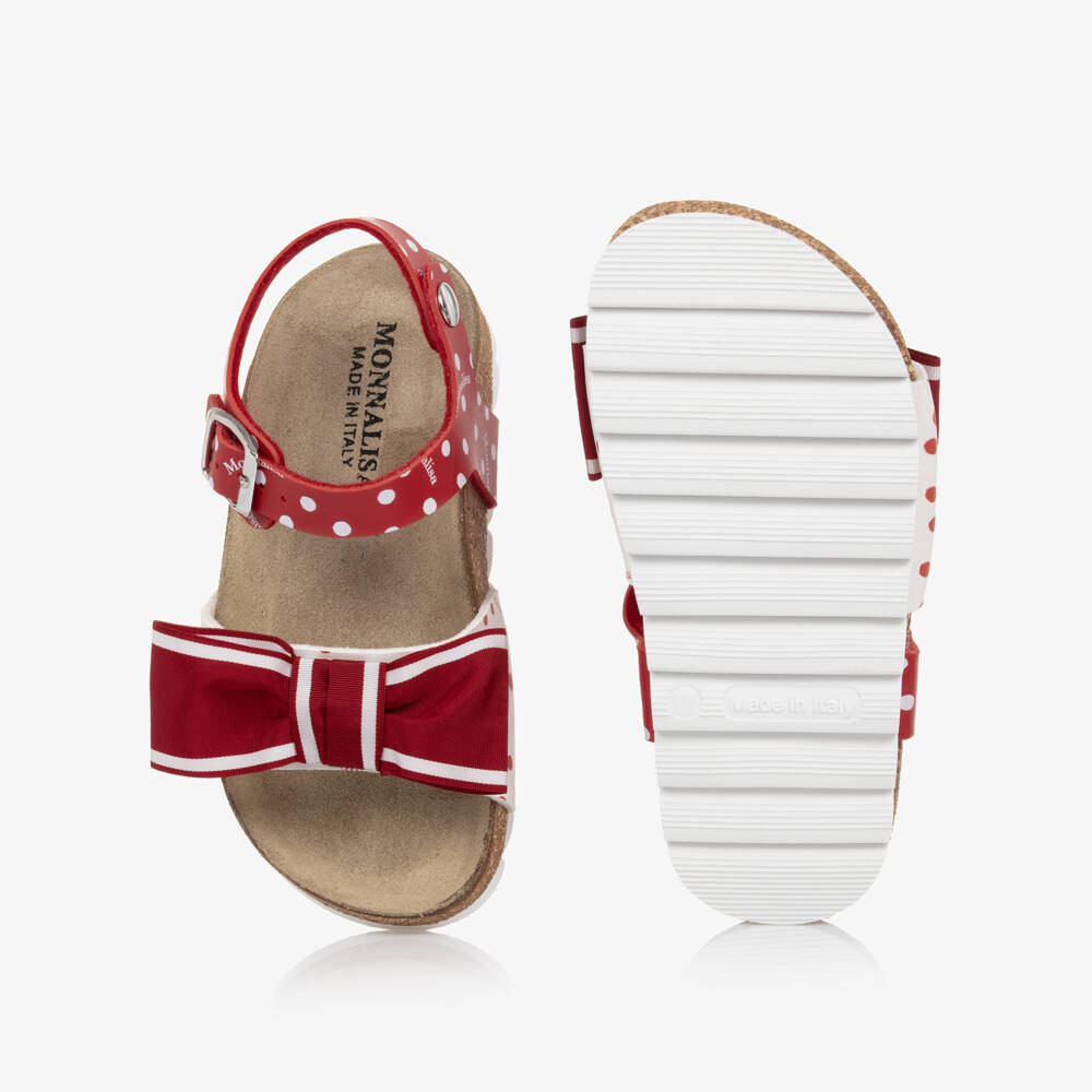 Monnalisa - Girls Red Bow Sandals | Childrensalon