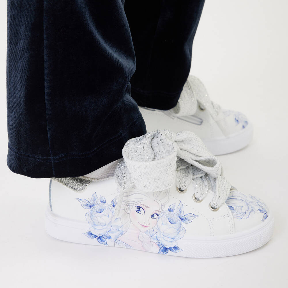 Monnalisa - Girls White Leather Disney Trainers | Childrensalon