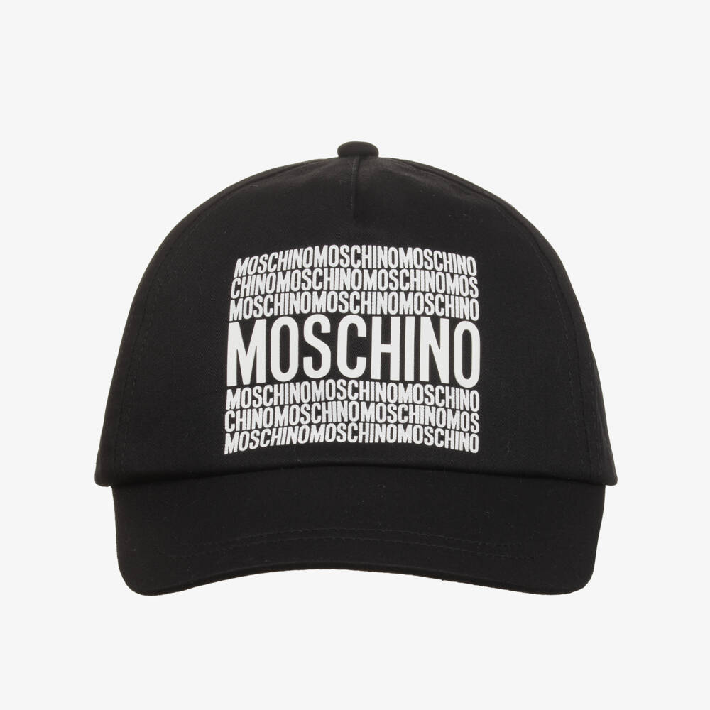 Moschino - Black Repeat Logo Cotton Twill Cap | Childrensalon