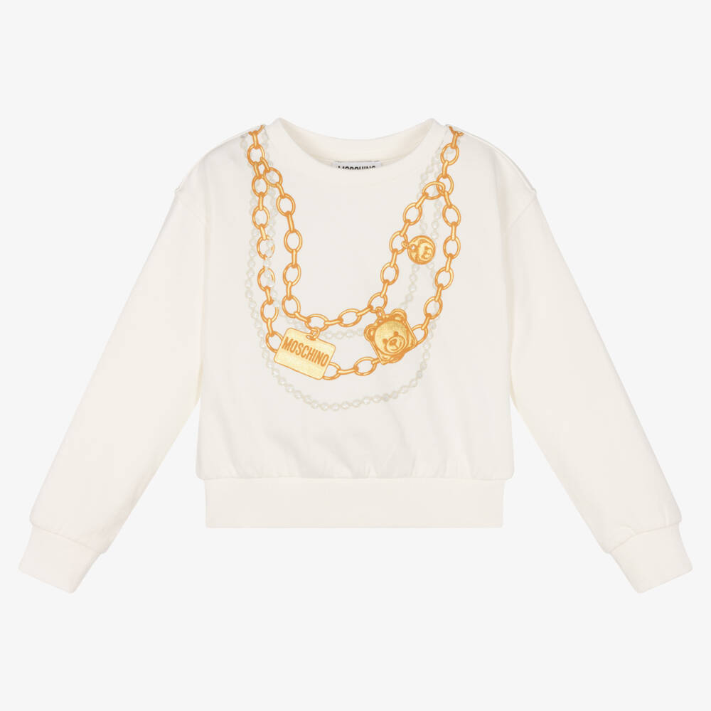 Moschino Kid-Teen - Ivory Chain Print Sweatshirt | Childrensalon