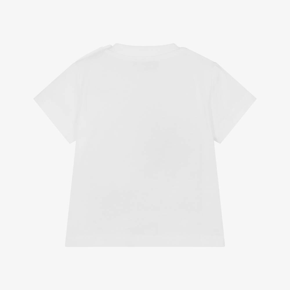 Moschino - White Cotton Teddy Bear Baby T-Shirt | Childrensalon