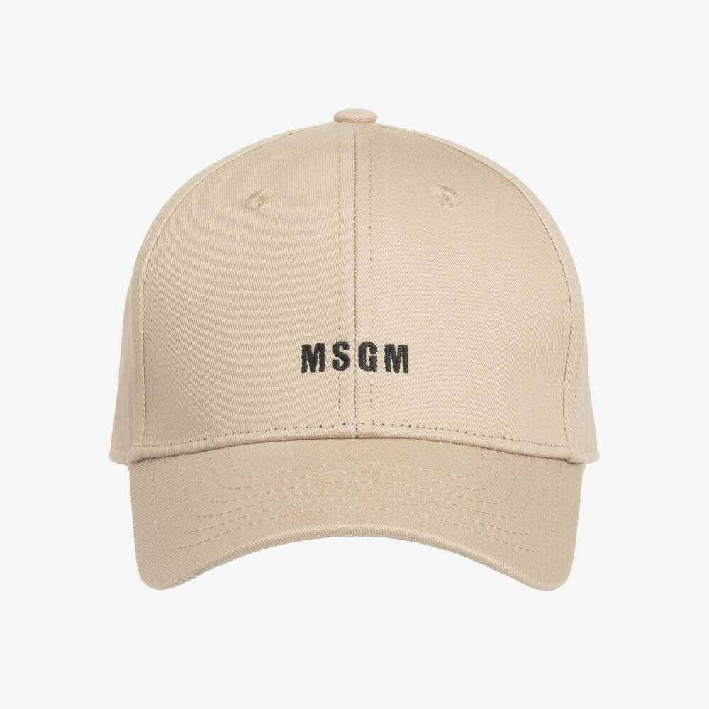 MSGM - Beige Cotton Twill Logo Cap | Childrensalon