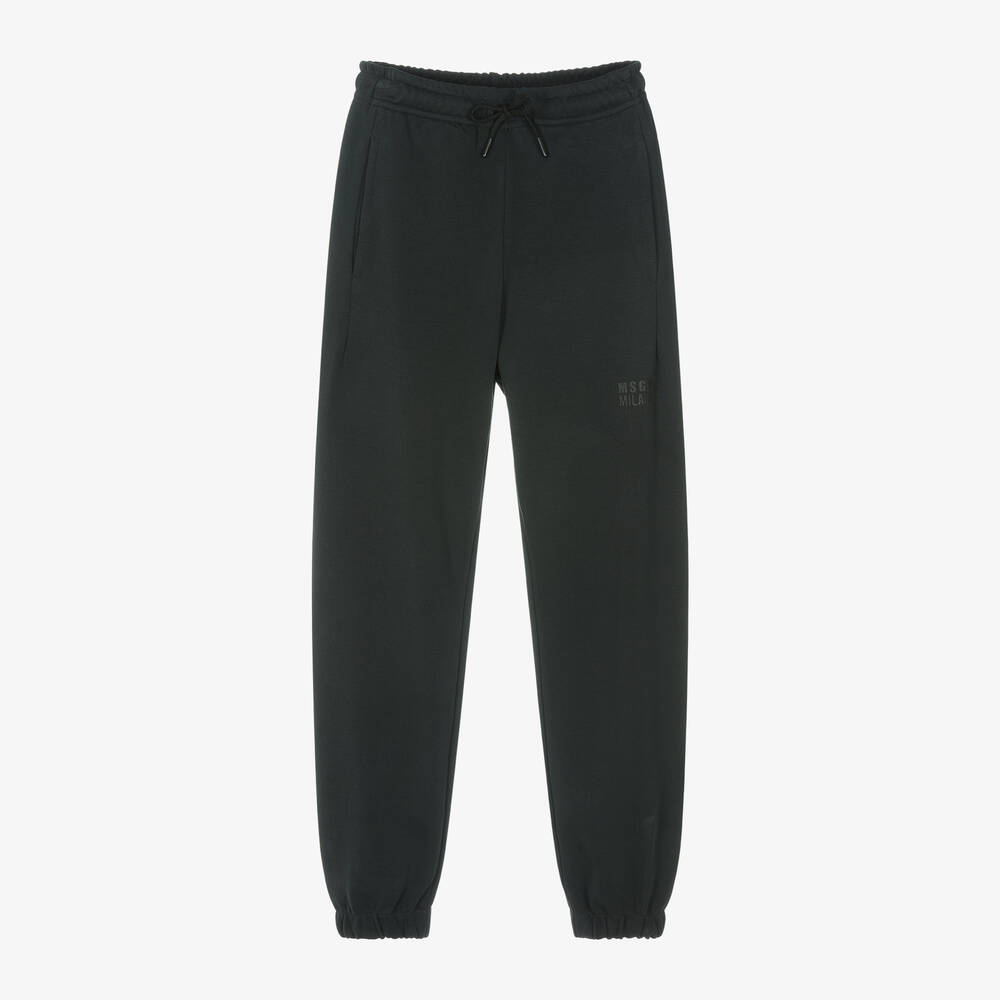 MSGM - Black Cotton Joggers | Childrensalon