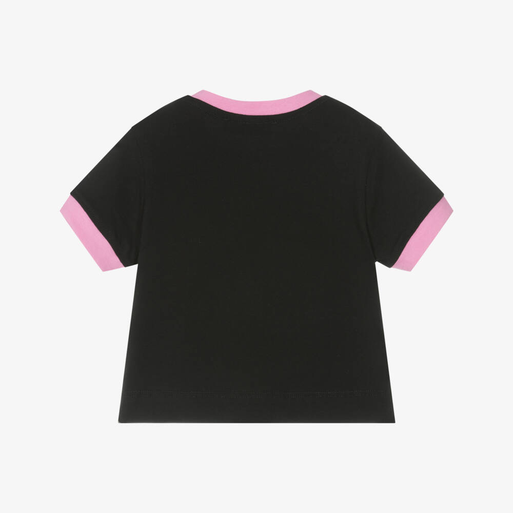 MSGM - Girls Black Cursive Logo Cotton T-Shirt | Childrensalon