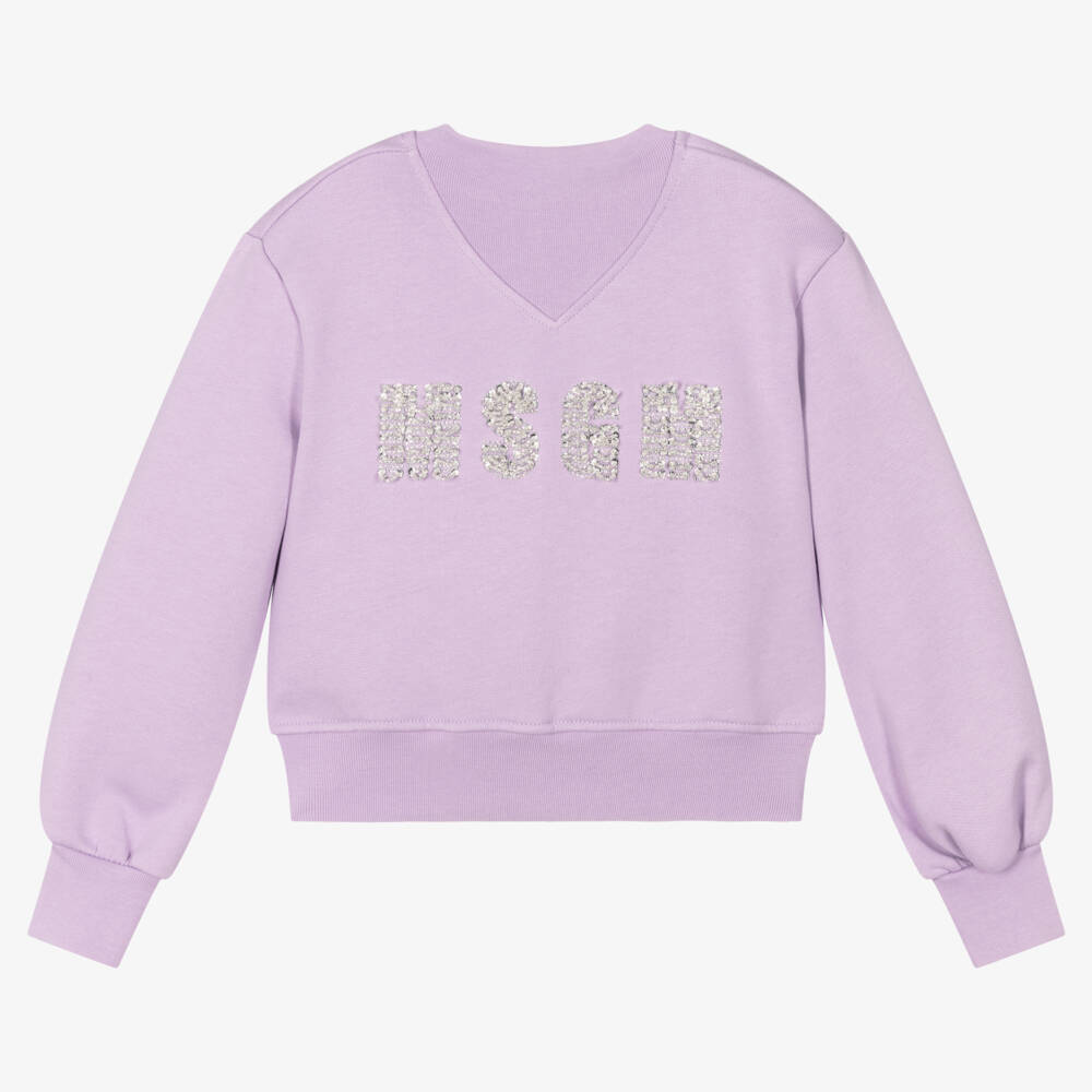 MSGM - Girls Purple Logo Sweatshirt | Childrensalon