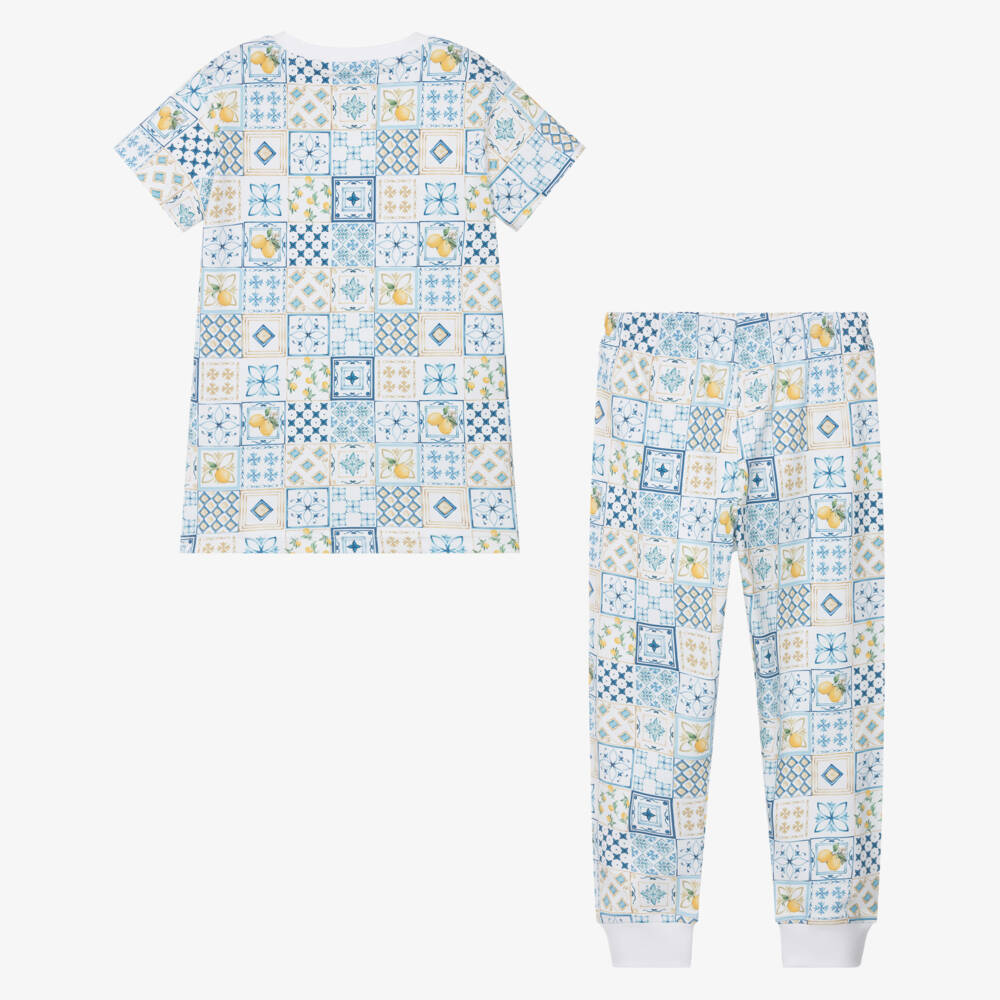 My Little Pie - Blue Porcelain Print Supima Cotton Pyjamas | Childrensalon