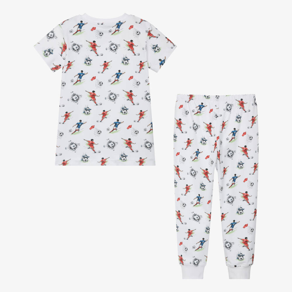 My Little Pie - Boys White Supima Cotton Football Pyjamas | Childrensalon