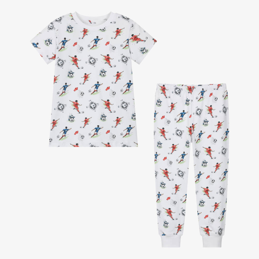 My Little Pie - Boys White Supima Cotton Football Pyjamas | Childrensalon