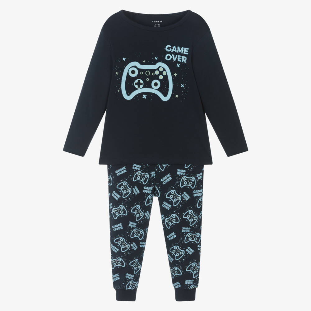 NAME IT - Boys Blue Cotton Gaming Pyjamas | Childrensalon