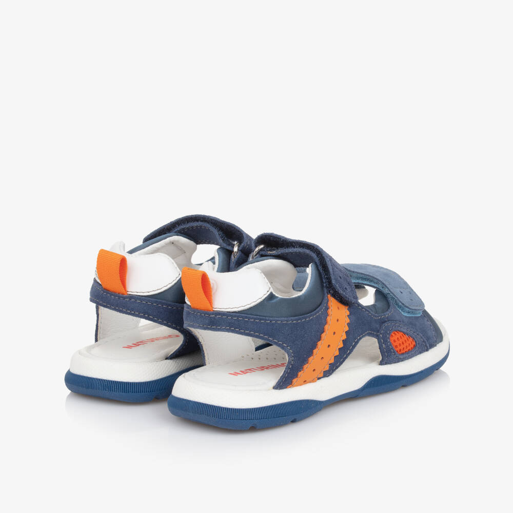 Naturino - Boys Blue Suede Leather Velcro Sandals | Childrensalon