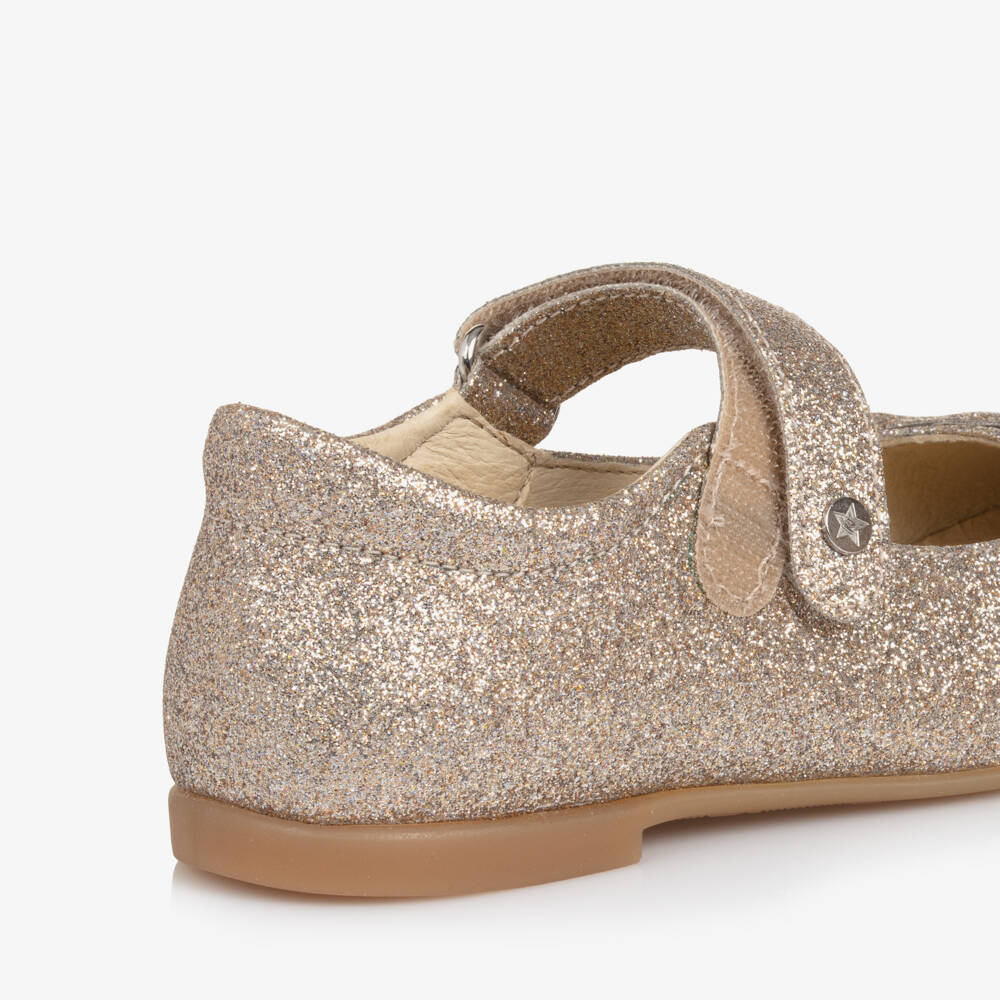 Naturino - Girls Gold Glitter Ballerina Pumps | Childrensalon