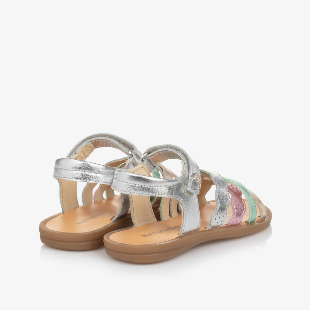 Naturino - Girls Metallic Silver Leather Sandals | Childrensalon