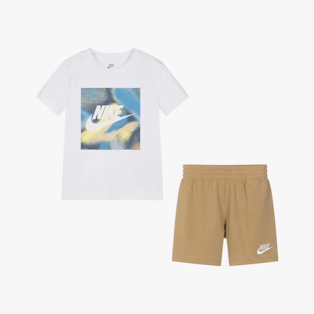 Nike - Boys Beige Swoosh Shorts Set | Childrensalon