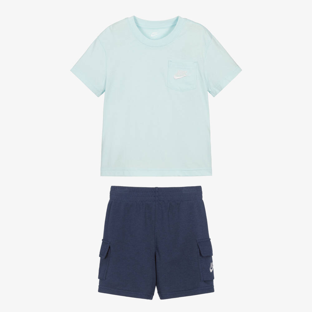 Nike - Boys Light Blue & Navy Blue Shorts Set | Childrensalon