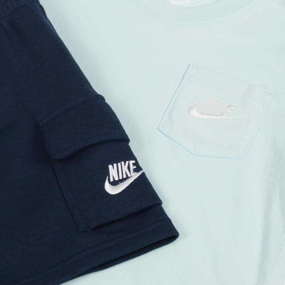 Nike - Boys Light Blue & Navy Blue Shorts Set | Childrensalon