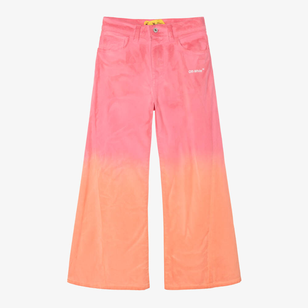 Off-White - Teen Girls Pink Diagonals Denim Jeans | Childrensalon
