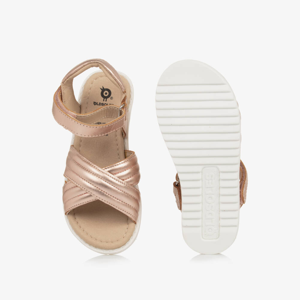 Old Soles - Girls Rose Gold Velcro Sandals | Childrensalon