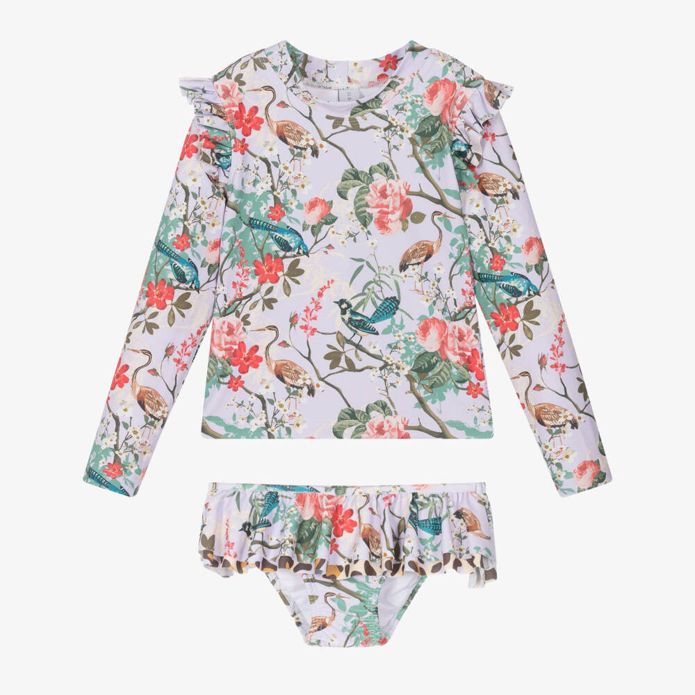 Olga Valentine - Girls Lilac Purple Floral Tankini (UPF50+) | Childrensalon