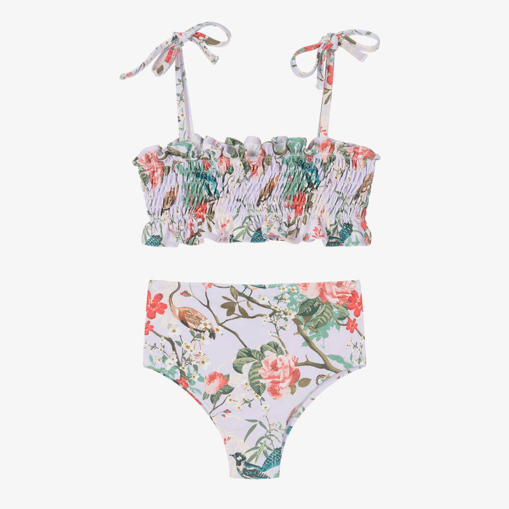 Olga Valentine - Girls Purple Floral Bikini (UPF50+) | Childrensalon