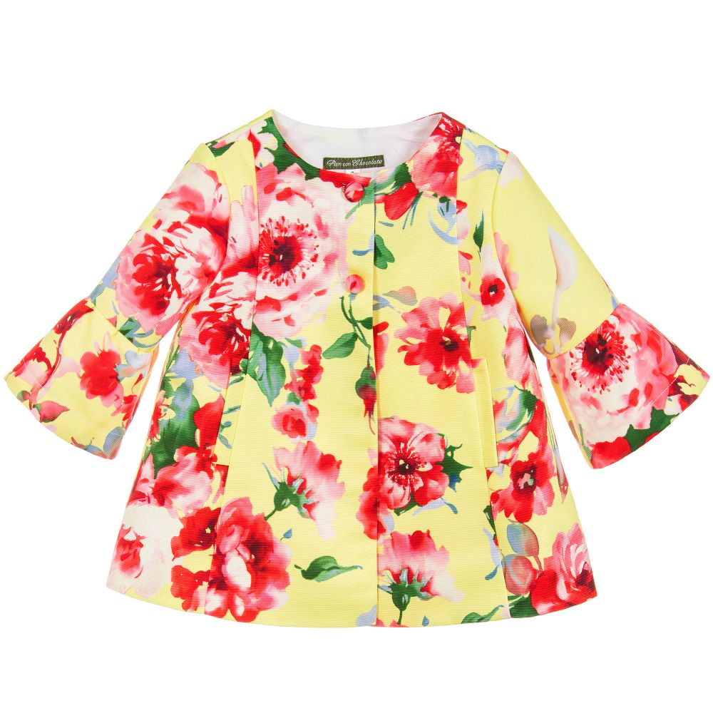 Girls Yellow Satin Dress Coat | Childrensalon