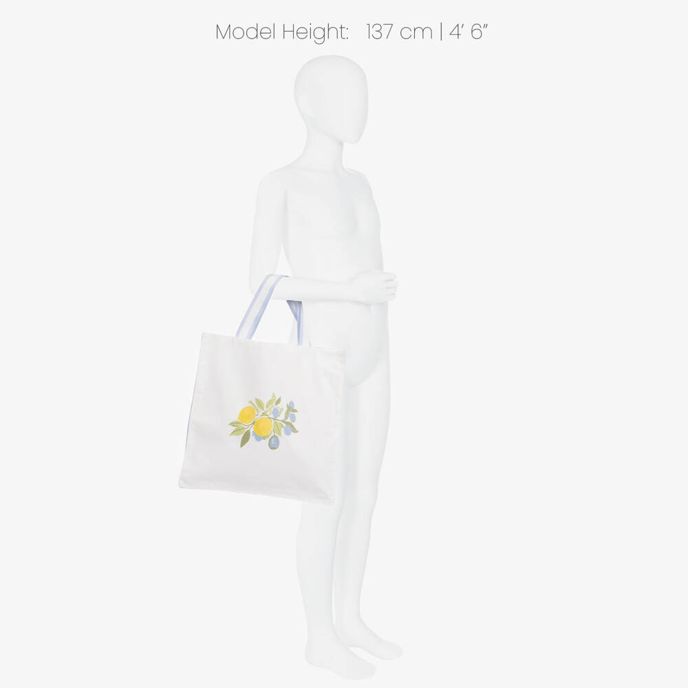 Patachou - Girls Ivory & Blue Striped Tote Bag with Lemon Motif (32cm ...
