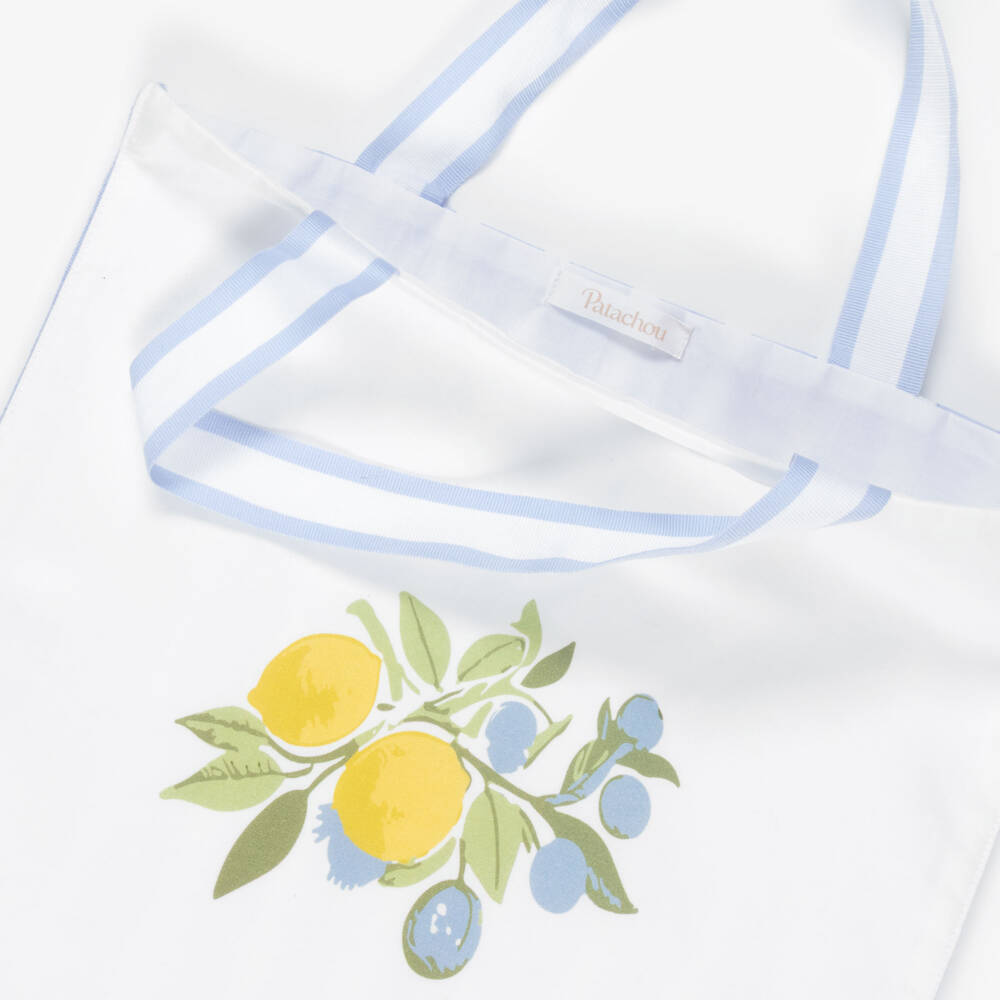Patachou - Girls Ivory & Blue Striped Tote Bag with Lemon Motif (32cm ...