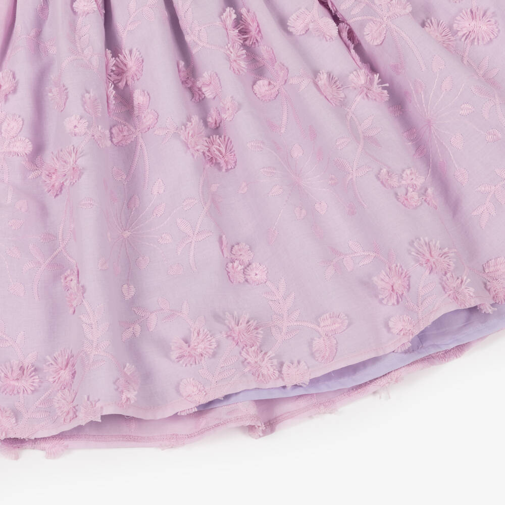 Patachou - Girls Lilac Purple Embroidered Floral Dress | Childrensalon