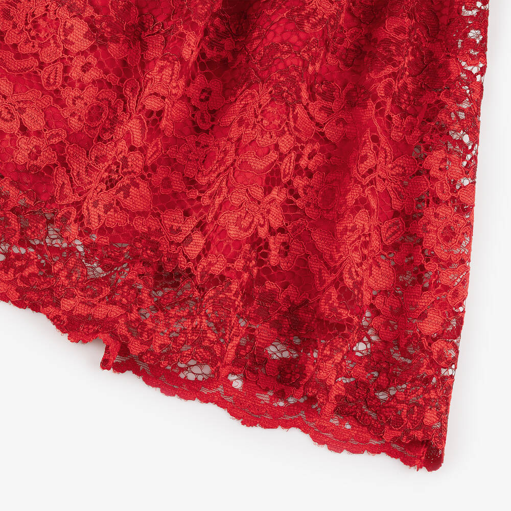 Patachou - Girls Long Red Lace Dress | Childrensalon