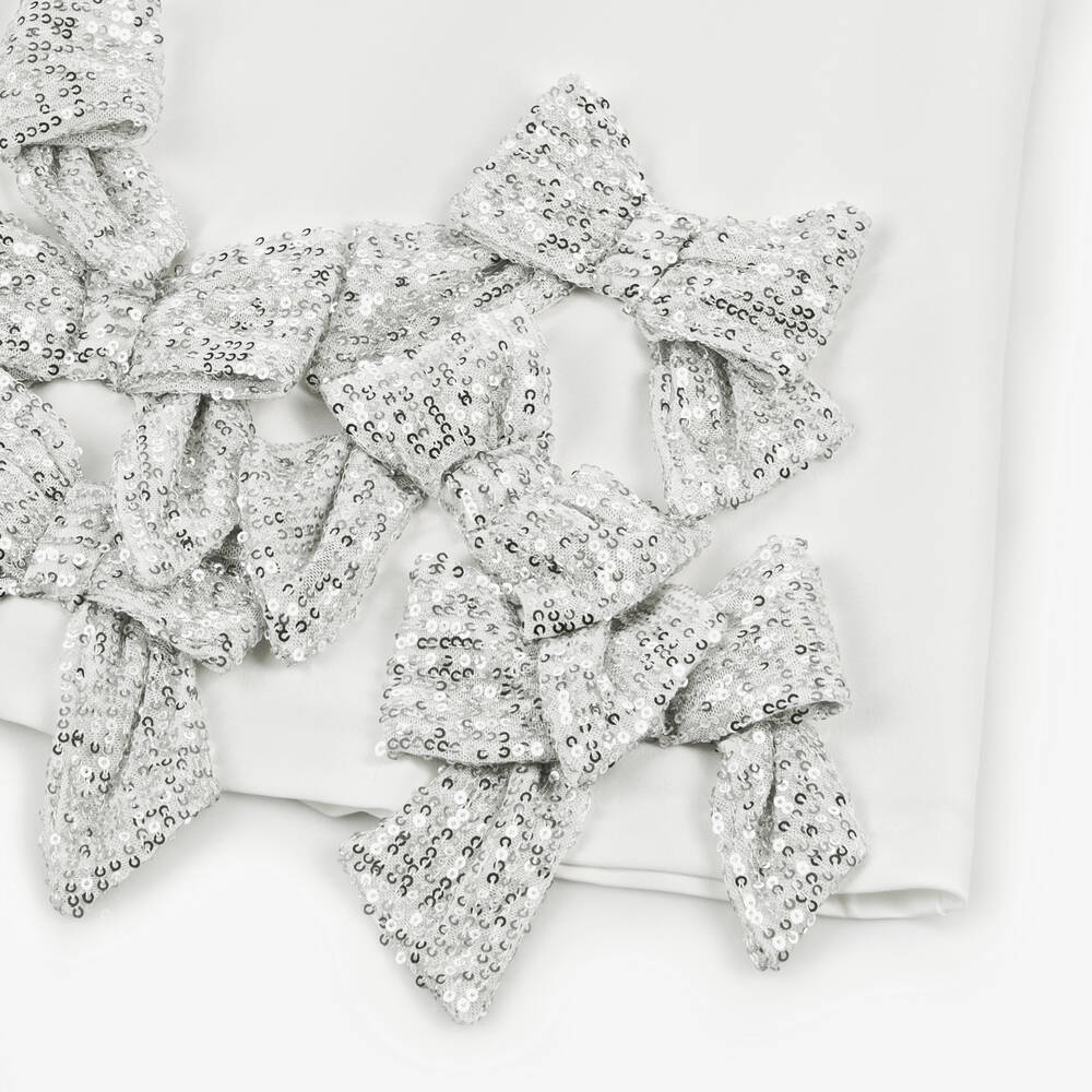 Patachou - Girls White Crêpe Bow Dress | Childrensalon