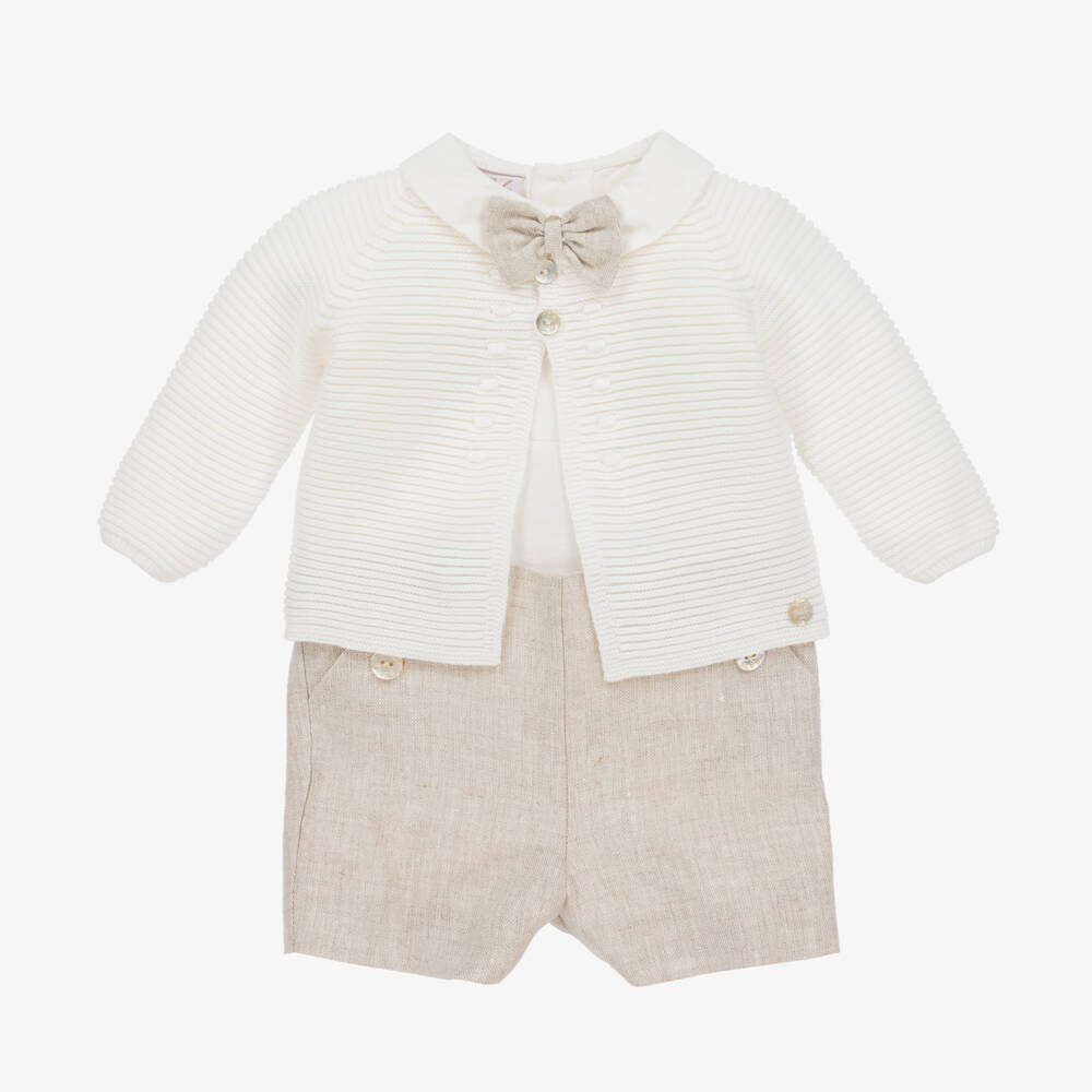 PAZ Rodríguez - Baby Boys Beige Cotton Shorts Set | Childrensalon