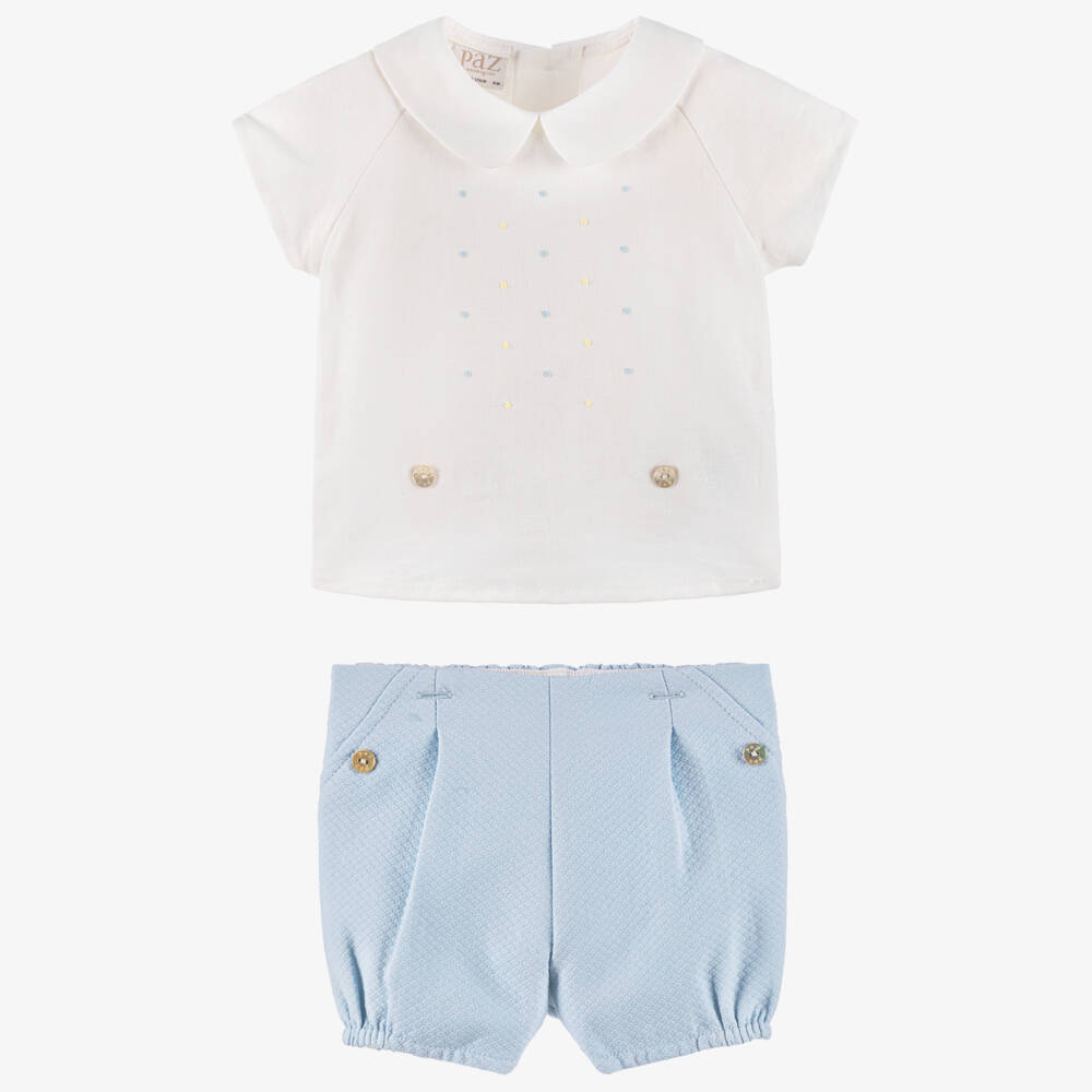 PAZ Rodríguez - Baby Boys Blue & White Buster Suit | Childrensalon