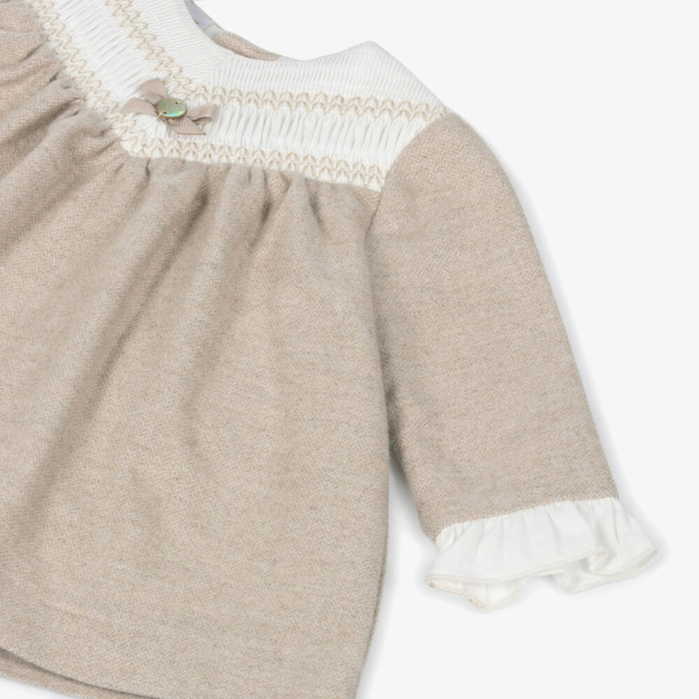 PAZ Rodríguez - Baby Girls Beige Smocked Dress | Childrensalon