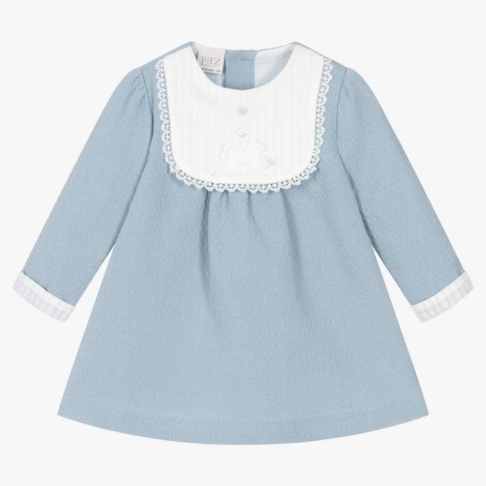 PAZ Rodríguez - Baby Girls Blue Cotton Dress | Childrensalon