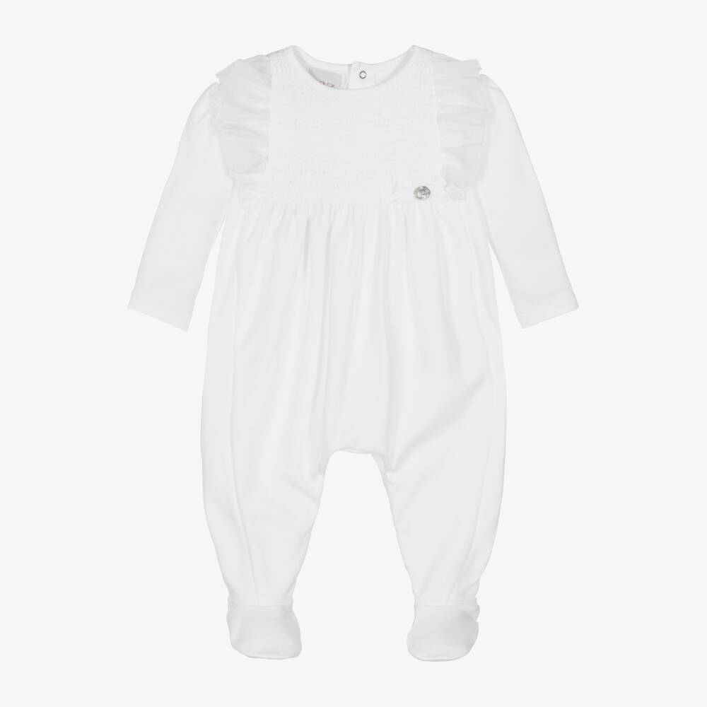 PAZ Rodríguez - Baby Girls White Cotton Jersey Babygrow | Childrensalon