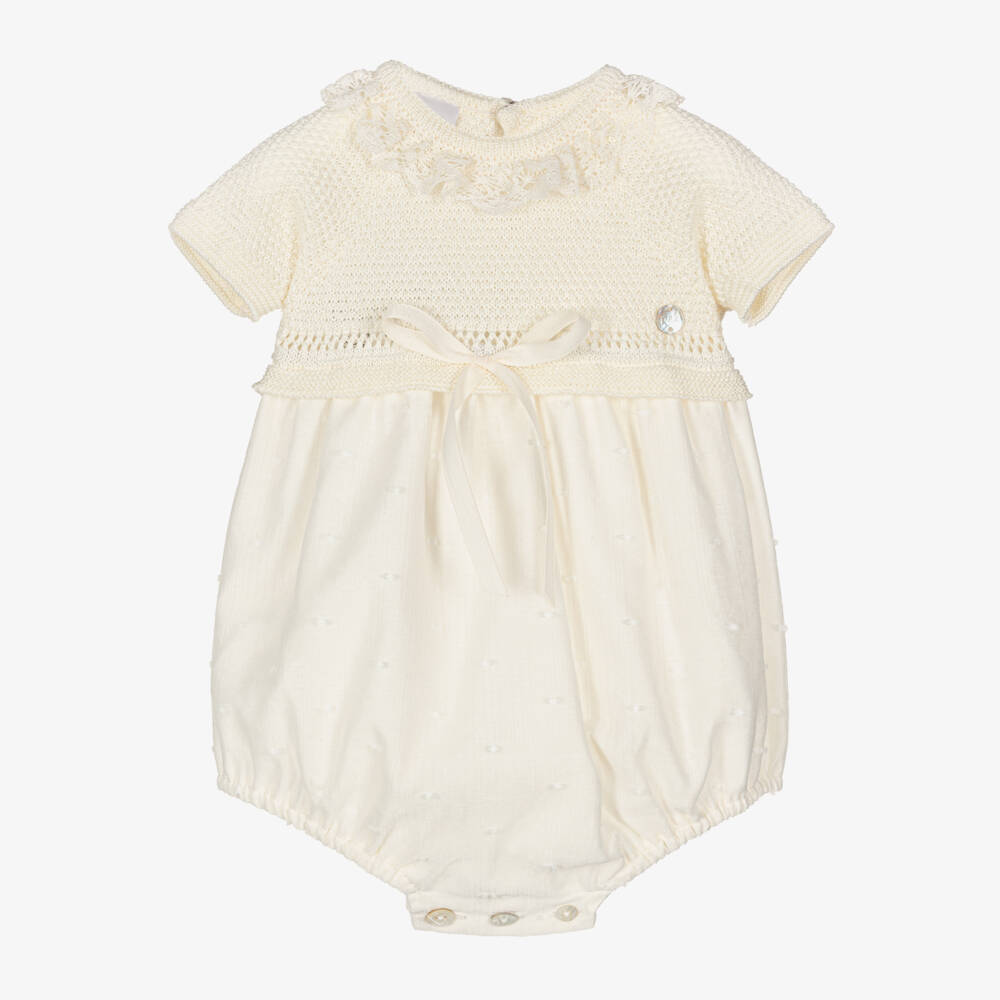 PAZ Rodríguez - Ivory Knit & Woven Baby Shortie | Childrensalon