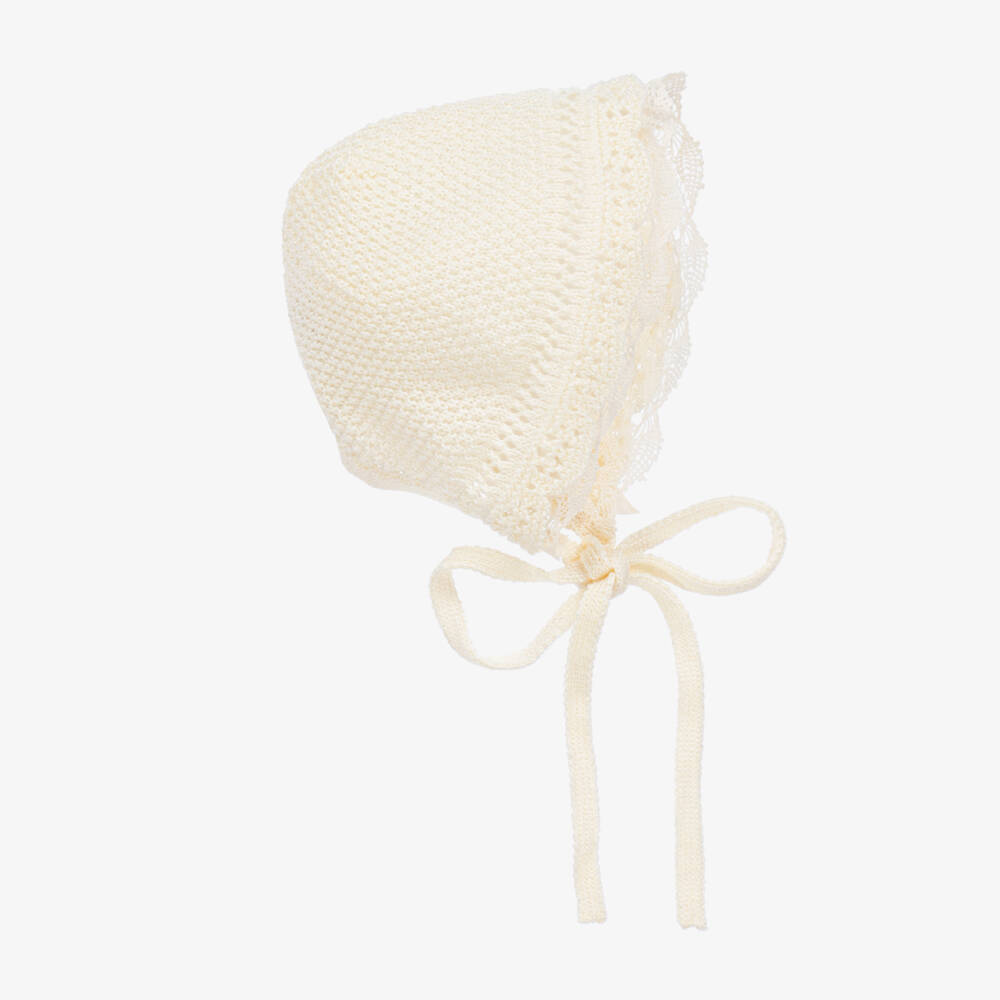 PAZ Rodríguez - Ivory Knitted Bonnet | Childrensalon