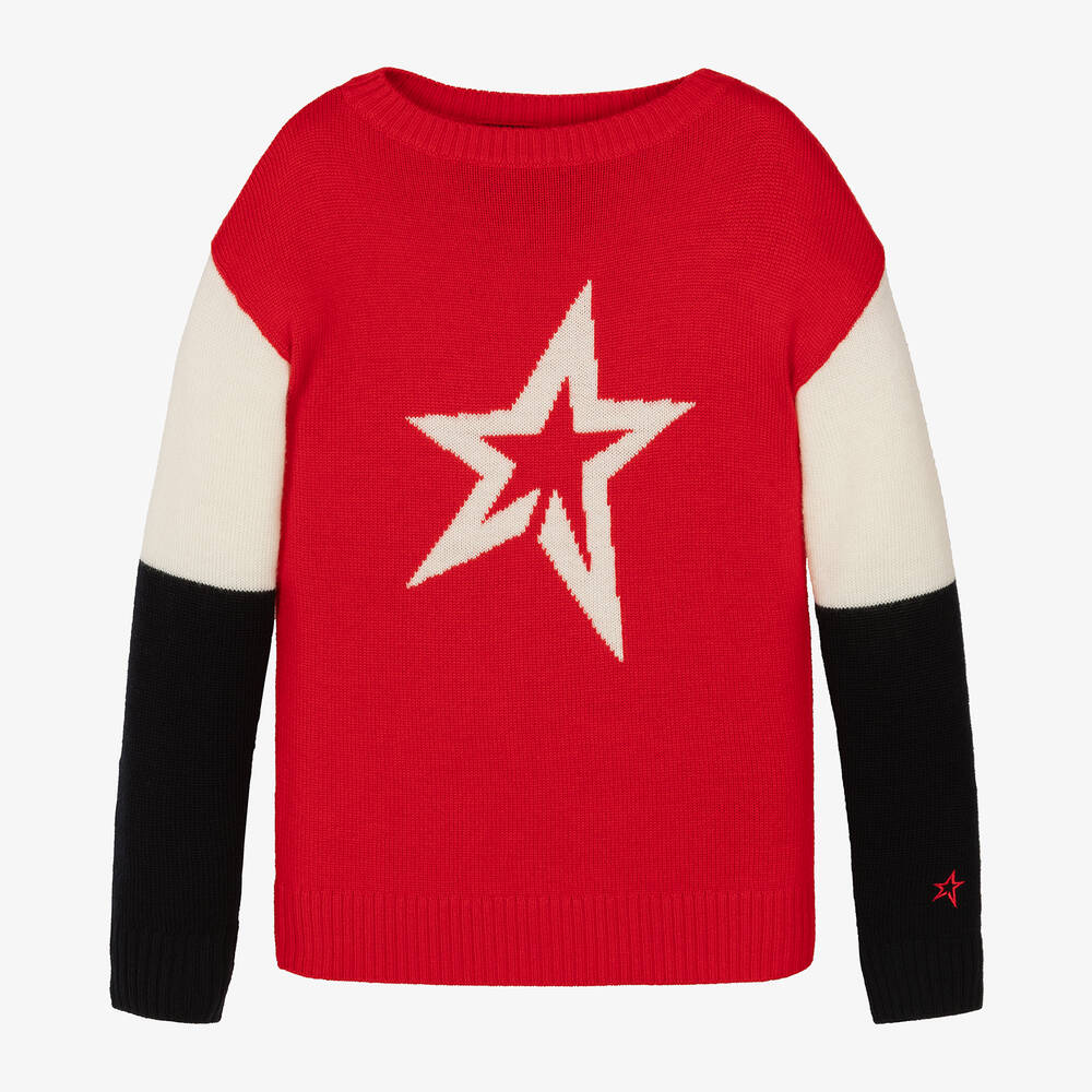 Perfect Moment - Red Merino Wool Star Sweater | Childrensalon