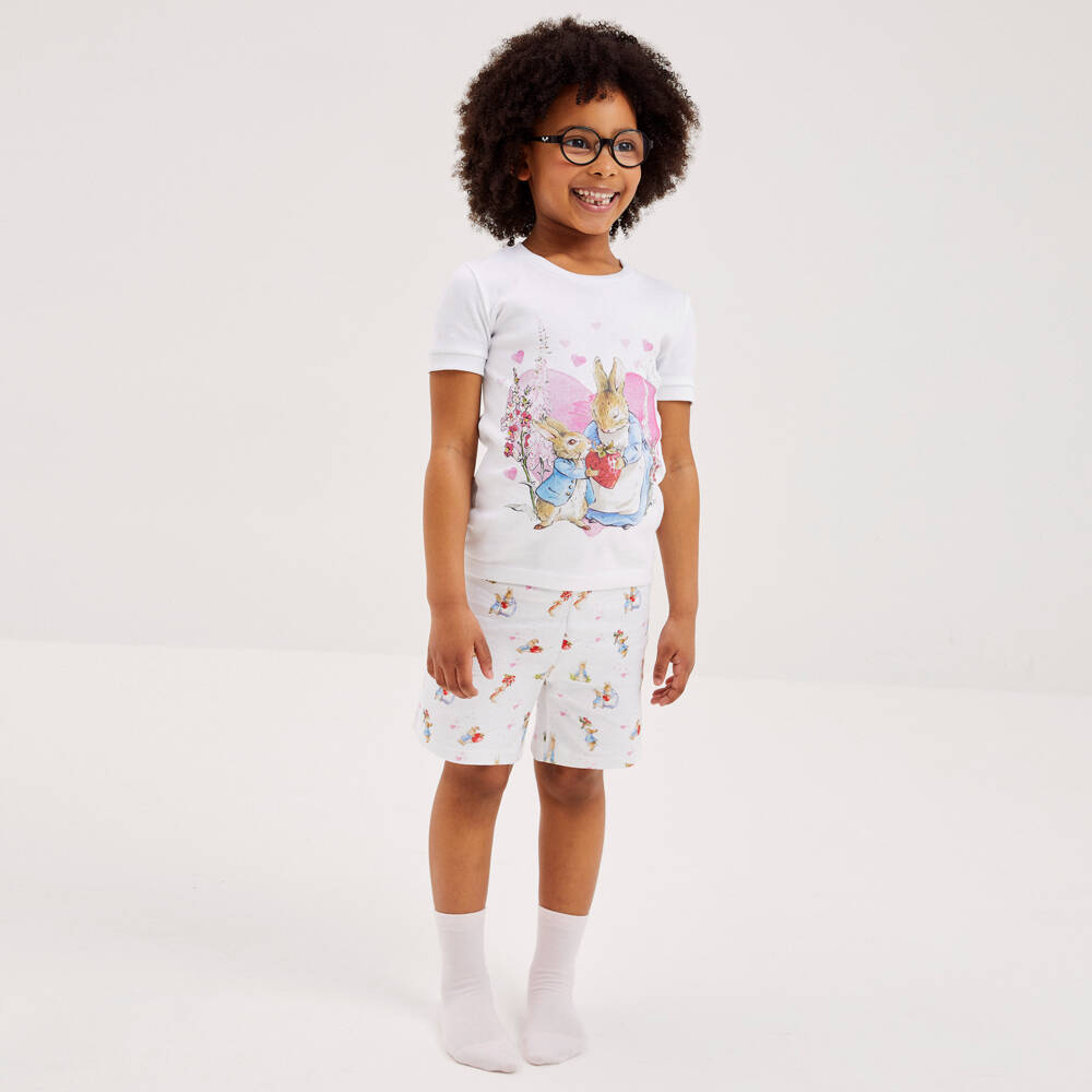 Peter Rabbit™ by Childrensalon - Girls White Patterned Short Pyjamas ...