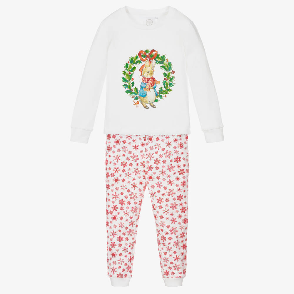 Peter Rabbit™ by Childrensalon - White & Red Cotton Christmas Pyjamas ...