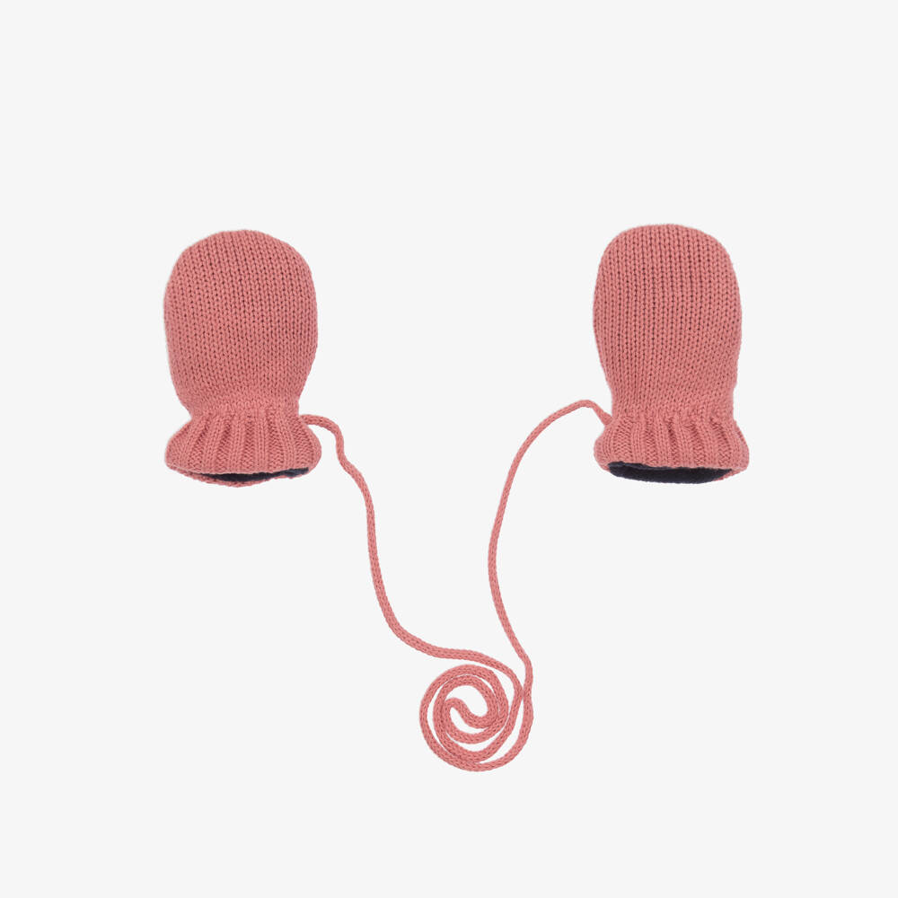 Petit Bateau - Baby Girls Pink Cotton Knit Mittens | Childrensalon