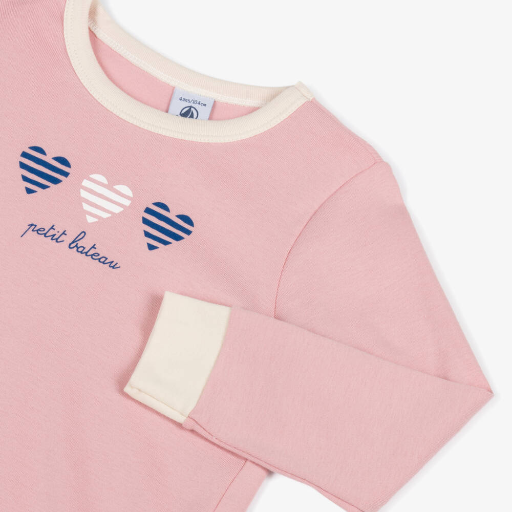 Petit Bateau - Girls Pink Cotton Pyjamas | Childrensalon