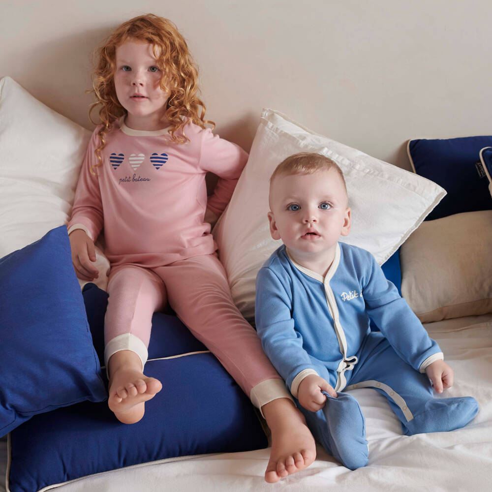 Petit Bateau - Girls Pink Cotton Pyjamas | Childrensalon