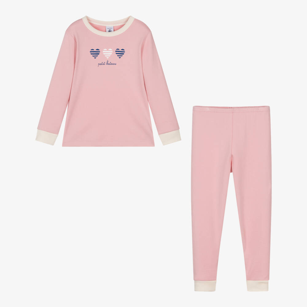 Petit Bateau - Girls Pink Cotton Pyjamas | Childrensalon