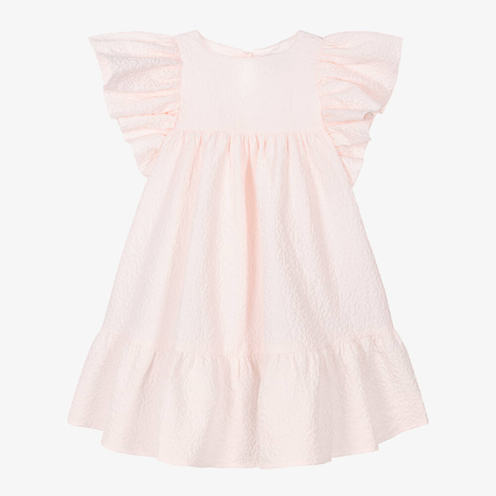 Petite Amalie - Girls Pink Flutter Sleeve Dress | Childrensalon