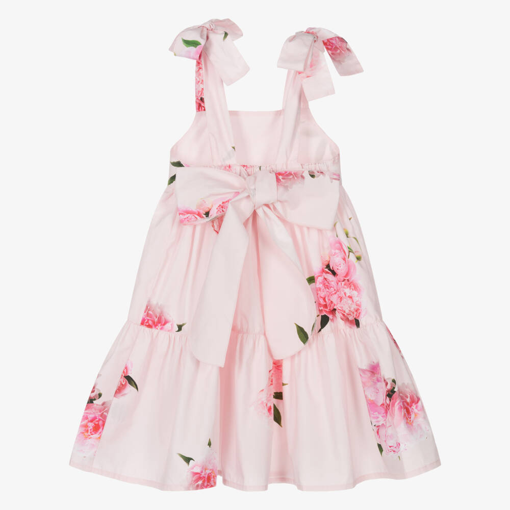Phi Clothing - Girls Pink Cotton Peony Dress | Childrensalon
